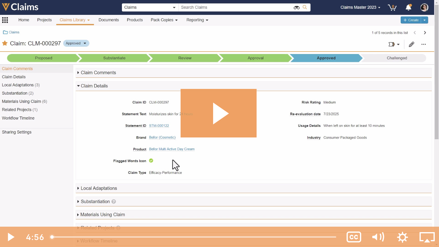 Veeva Claims - Claims Library Introduction Demo Veeva Claims - Claims Library Introduction Demo